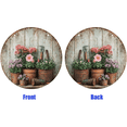 Acrylic Round Hanging Ornament, Rustic Garden Floral Design Wall Art ...