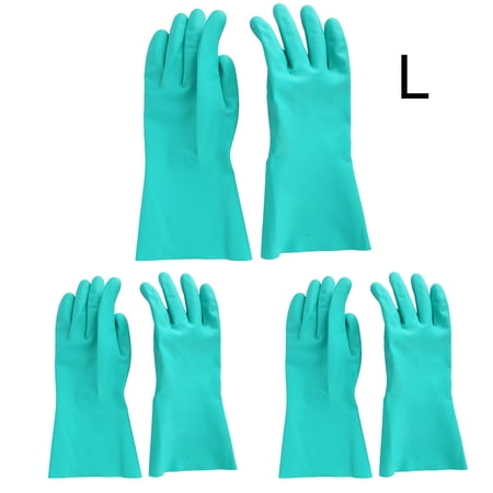 Work Gloves 3 Pairs Of Chemical Resistant Protective Nitrile Rubber ...
