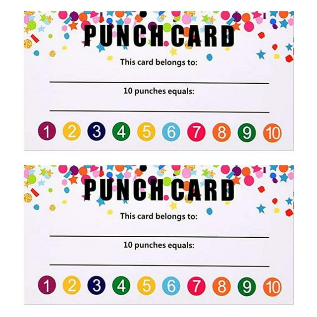 100 Pcs Punch Cards, Incentive Loyalty Reward Card Student Loyalty ...