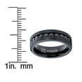 Metal Masters Mens Black Titanium Ring Wedding Engagement Band 9-Large Channel Set Black Cz 8mm ...