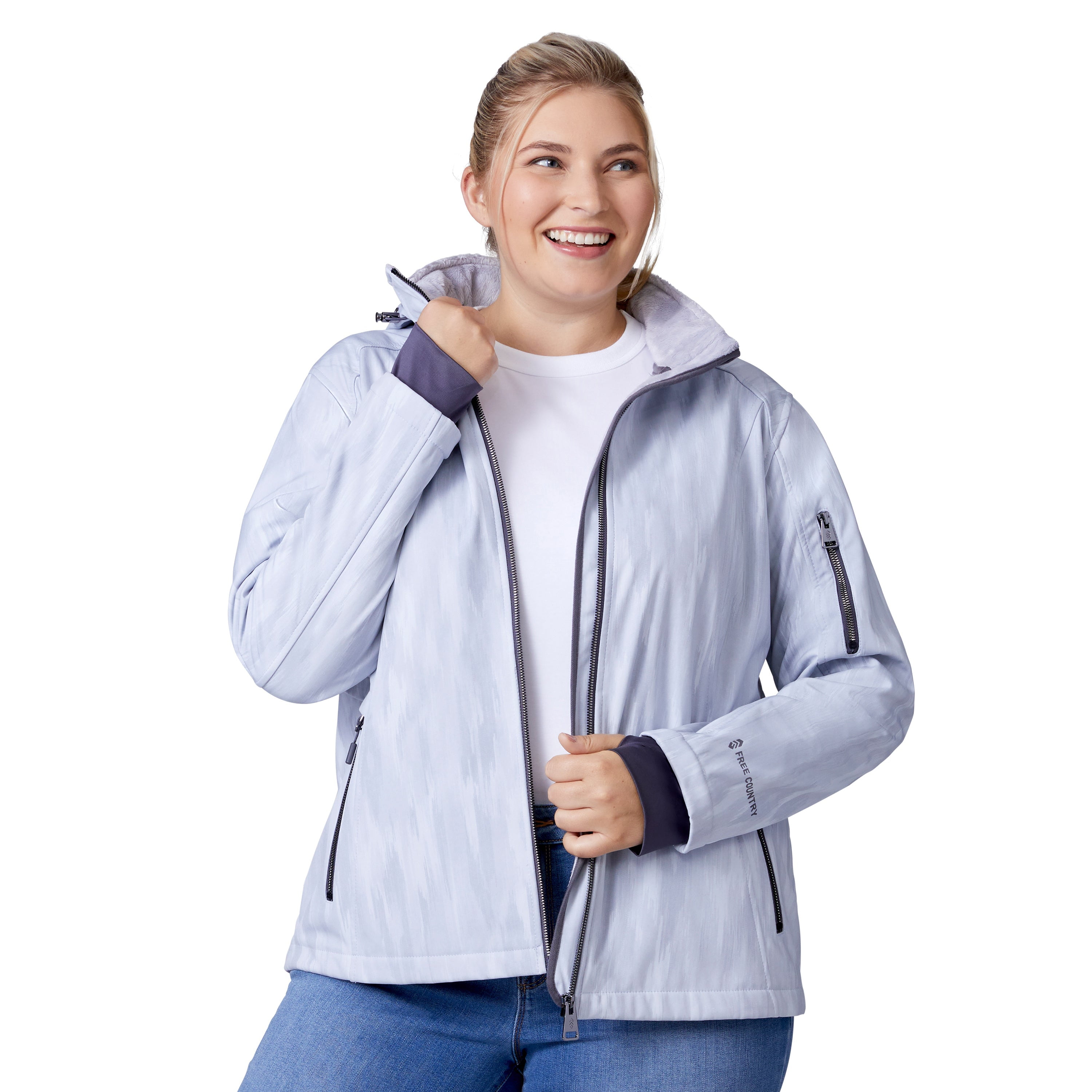 Buy Free Country Women's Plus Size Aeris Super Softshell® Jacket Silver ...