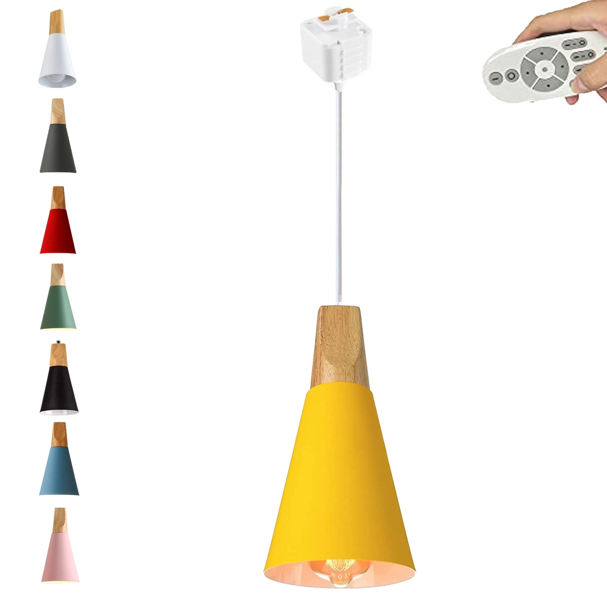 FSLiving Remote Control Pendant Light 1-Light J-Type Track Pendant ...