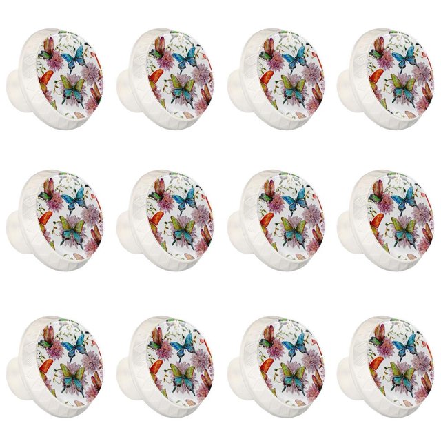 12 Pcs Butterflies Texture Knobs for Kitchen Cabinet Cupboard Dresser Bookcase Drawer Pulls ...