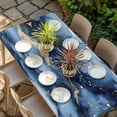 Abstract Art Fitted Rectangle Tablecloth 32" x 72" Gold Blue Gradient ...