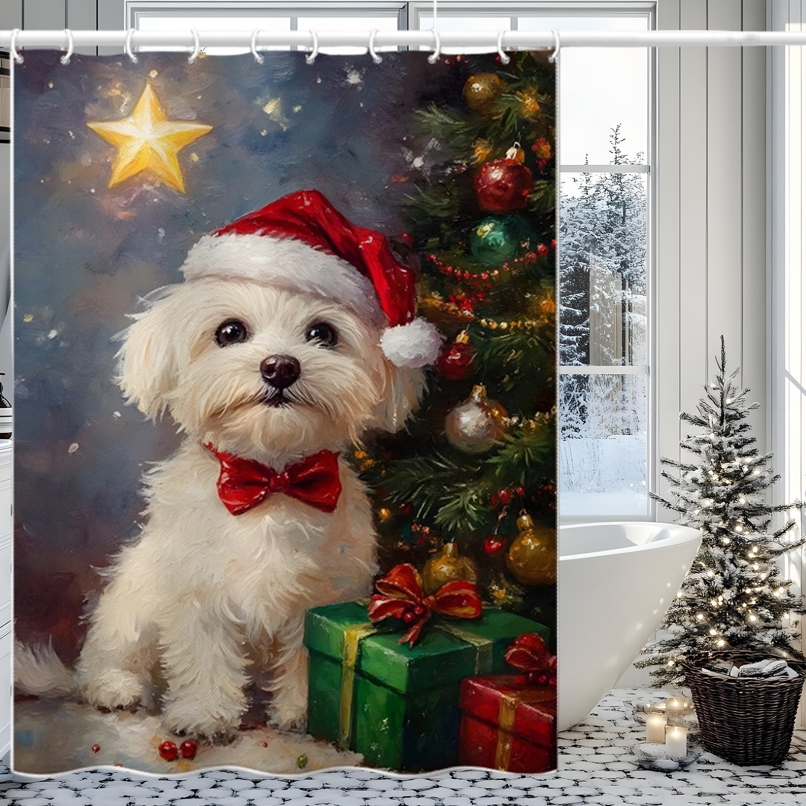 Click here for Dvkptbk Polyester Shower Curtain Christmas Bath Cu... prices