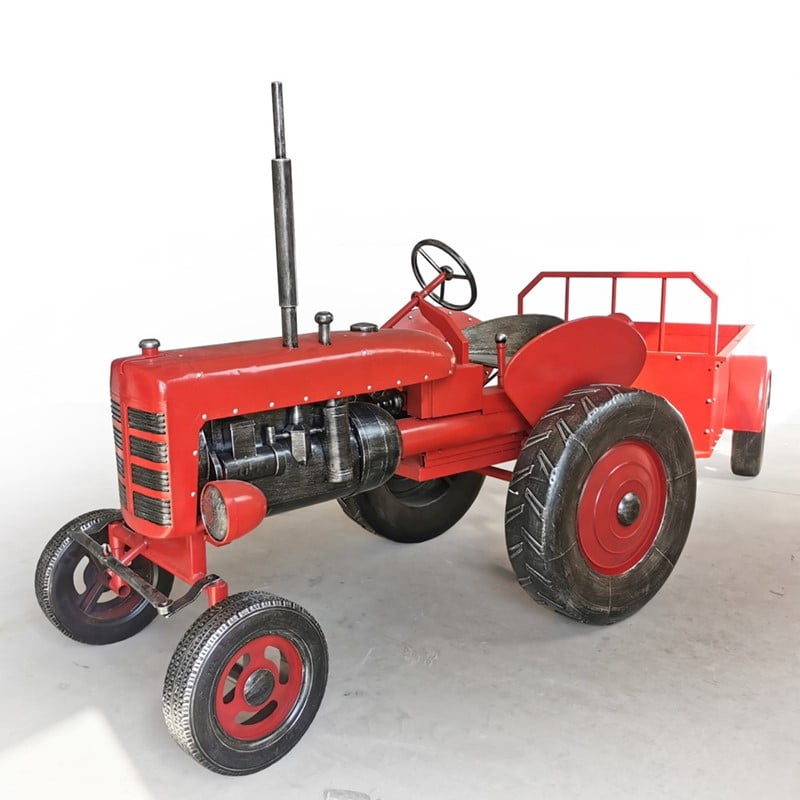 Zaer Ltd. 12.5 FT. Long Large Red Metal Tractor with Cart The Chesney ...