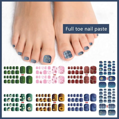 Full Toe Nail Sticker Waterproof Toenail Polish Wraps Colorful Self ...