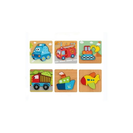 Lepai 1-3 years old toddler wooden puzzle 1-3 years old boy girl 6-pack ...