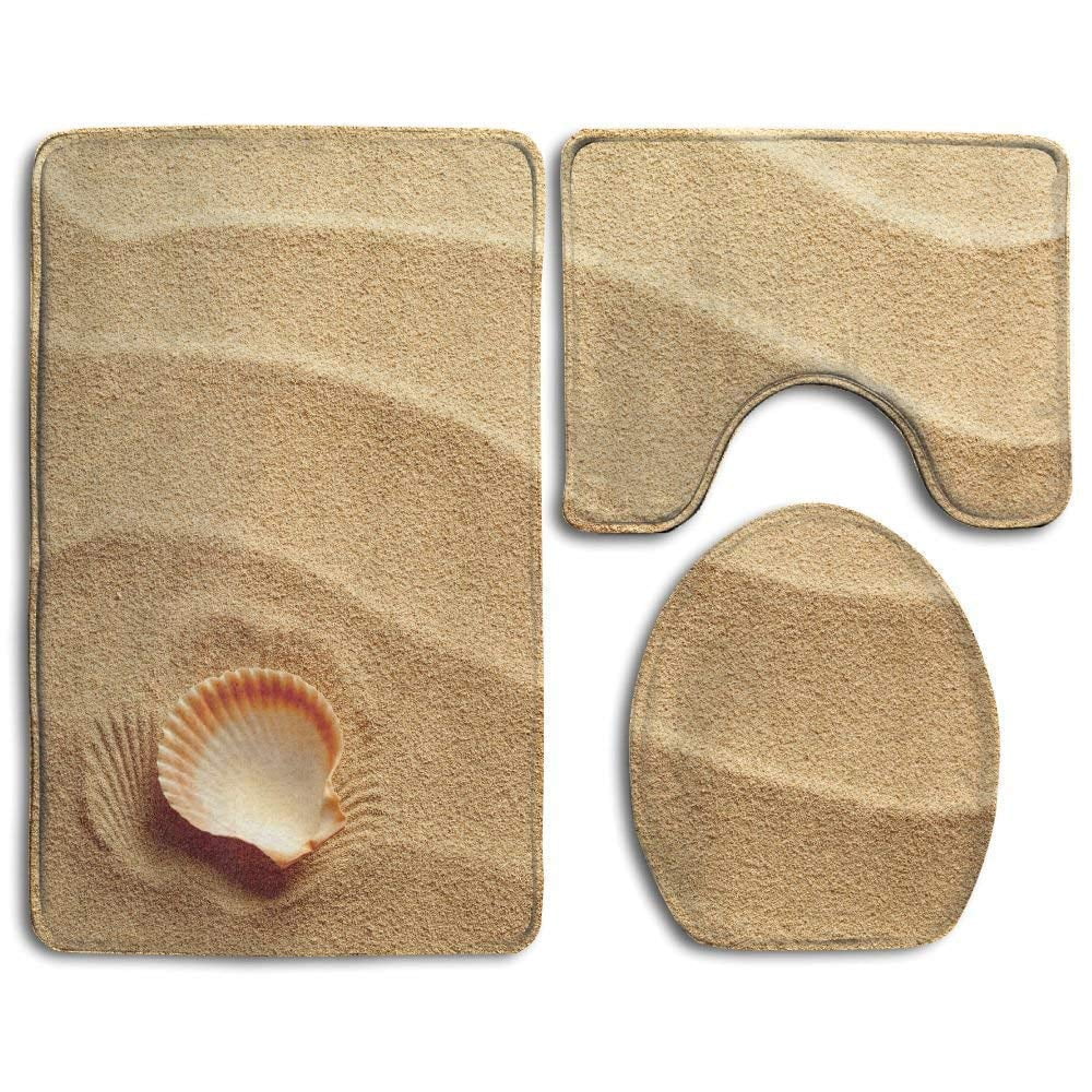 GOHAO On Golden Sand Spiritual Sea Coastal 3 Piece Bathroom Rugs Set ...