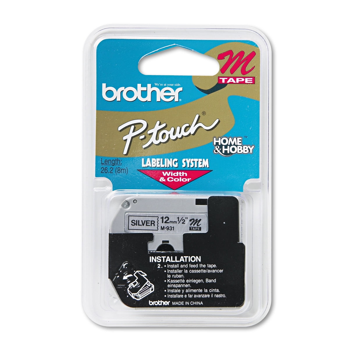 Brother P Touch M Series Tape Cartridge For P Touch Labelers 12w Black On Silver