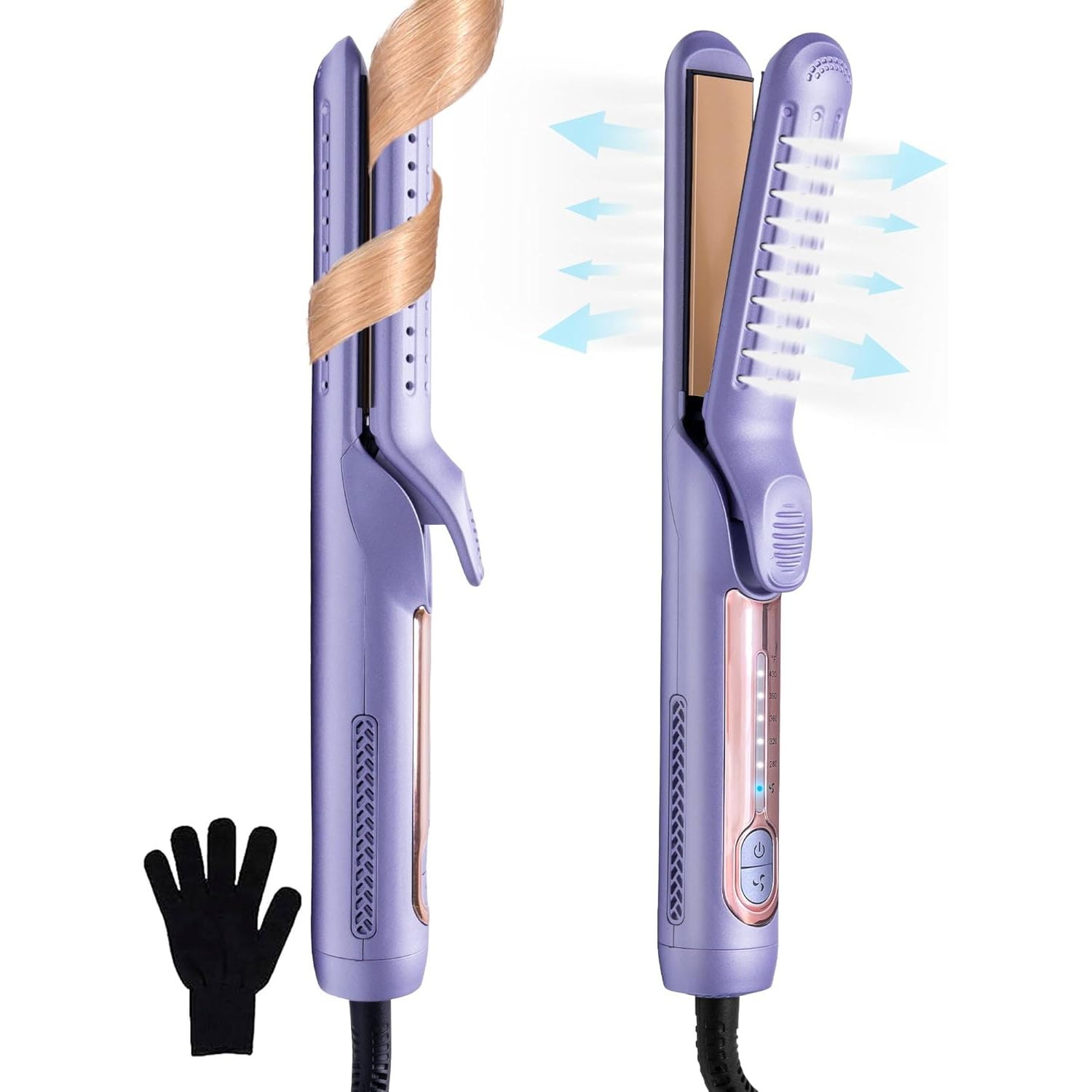 2 in 1 Air Hair Straightener and Hair Curler,360° Airflow Curling Flat ...