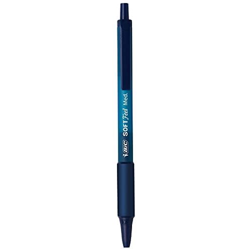 Bic SCSM11BE Soft Feel Ballpoint Retractable Pen, Blue Ink, Medium, Dozen