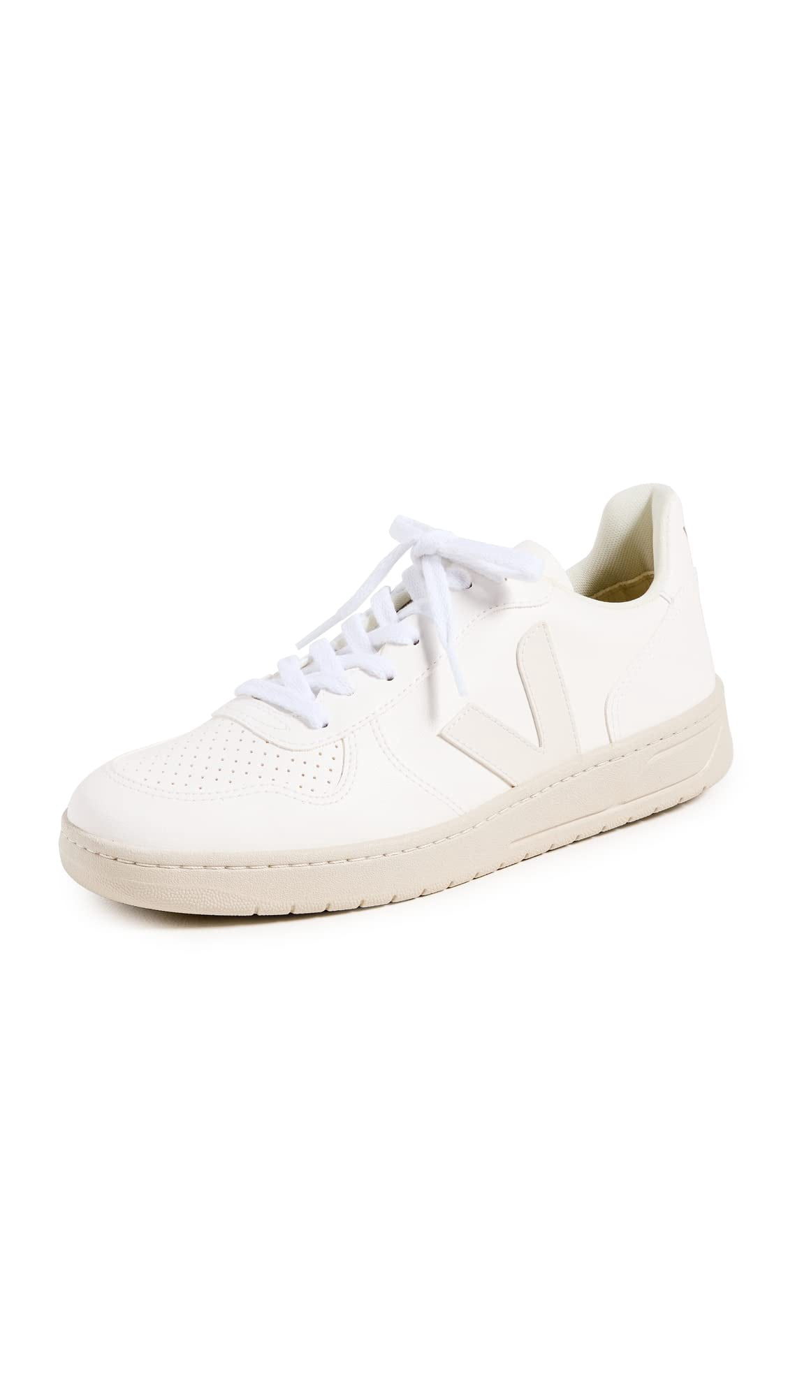 Tenis Veja V-10 de piel sintética extra blanca con cordones para mujer ...