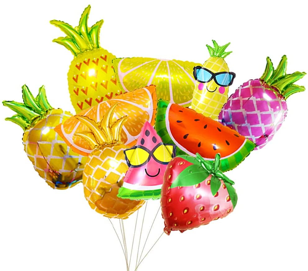 STONCEL 10PCS Fruit Mylar Balloons, Helium Foil Hawaii Party Balloons ...