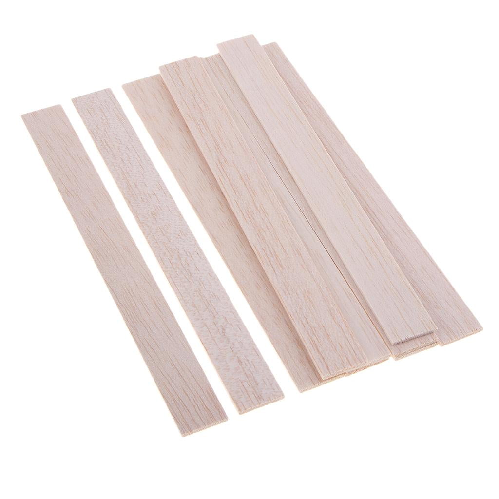 Natural Round Balsa Wood Woodcraft Flat Sticks Dowel 10 Pieces 180mm ...