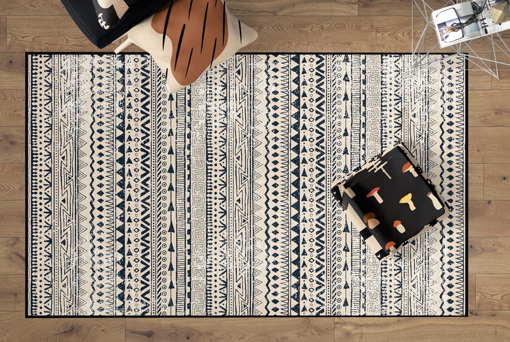 Deerlux Black/White Bohemian Tribal Print Area Rug, 3' x 5' - Walmart.com