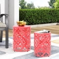 Outdoor Nesting Side Table Set of 2, Cylindrical Floral Pattern ...