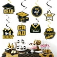 Gold & Black Graduation Party Decorations 16 Pcs Hanging Swirls & Paper ...