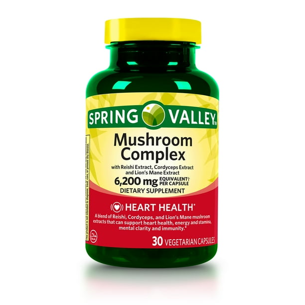 Spring Valley Mushroom Complex Dietary Supplement,6,200mg Equivalent ...