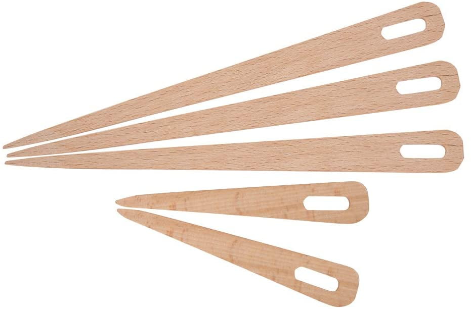 5PCS Big Eye Wood Weaving Crochet Needles, Wood Knitting Needles Hand ...