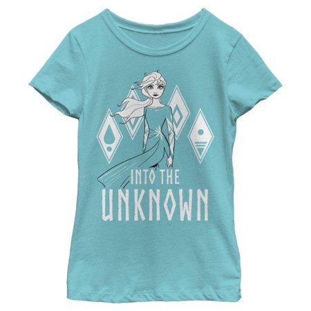 Disney Frozen 2 Fifth Element Girl's Solid Crew Tee, Tahiti Blue, Large ...