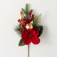 Melrose 2 Piece Set Green Glittered Magnolia Artificial Christmas Stems ...