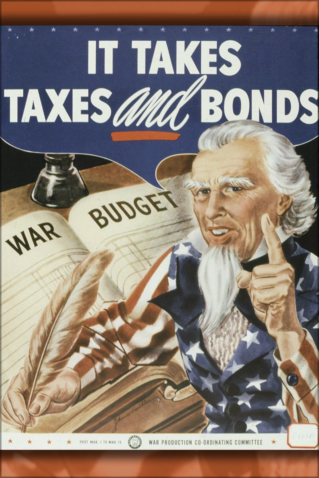 24"x36" Gallery Poster, It Takes Taxes and Bonds, uncle sam propaganda ...