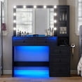 43'' Farmhouse Makeup Vanity Desk with Charging Station, Big Modern ...