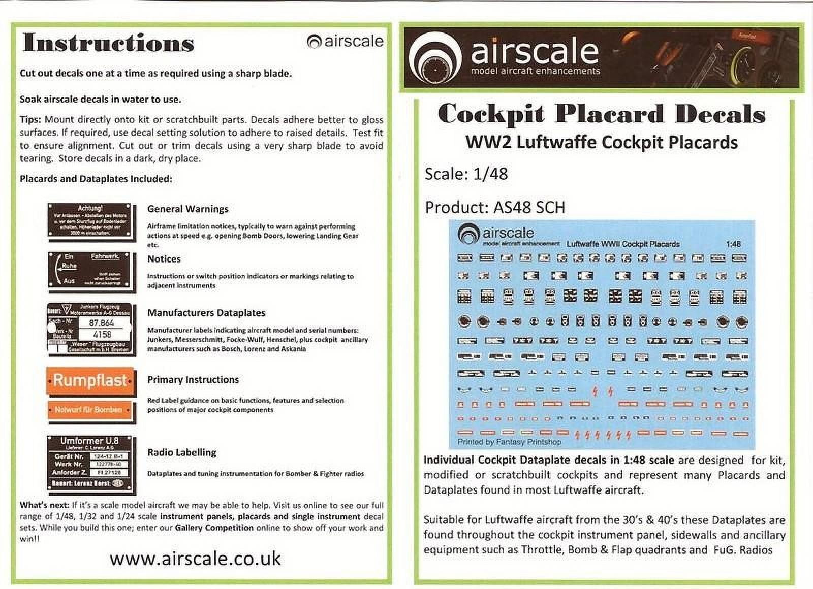 1/48 WWII Luftwaffe Cockpit Placards & Dataplates (Decal) - Walmart.com