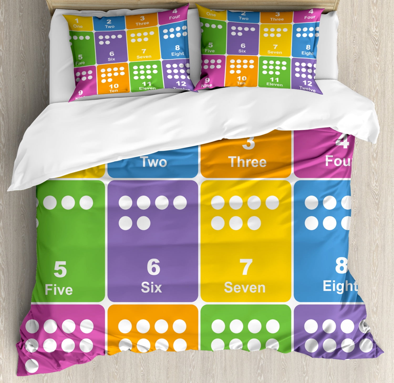 Kid's Activity Duvet Cover Set King Size, Learning the Numbers Themed ...