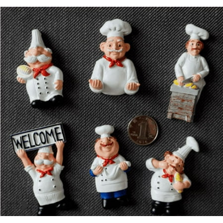 6-Pack Extra Large Chef Magnets for Fridge Cute Magnet 3D Fat Chef ...