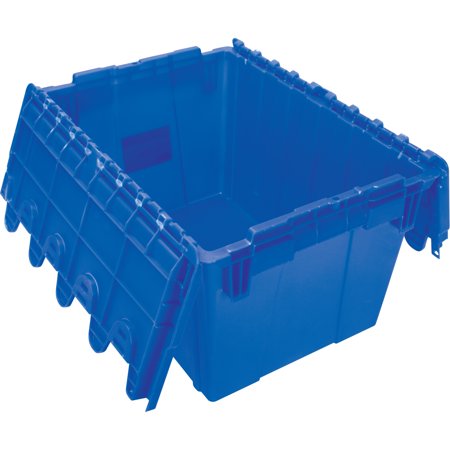 Flip Top Plastic Distribution Container, 21.65" x 15.5" x 12.5", Blue ...
