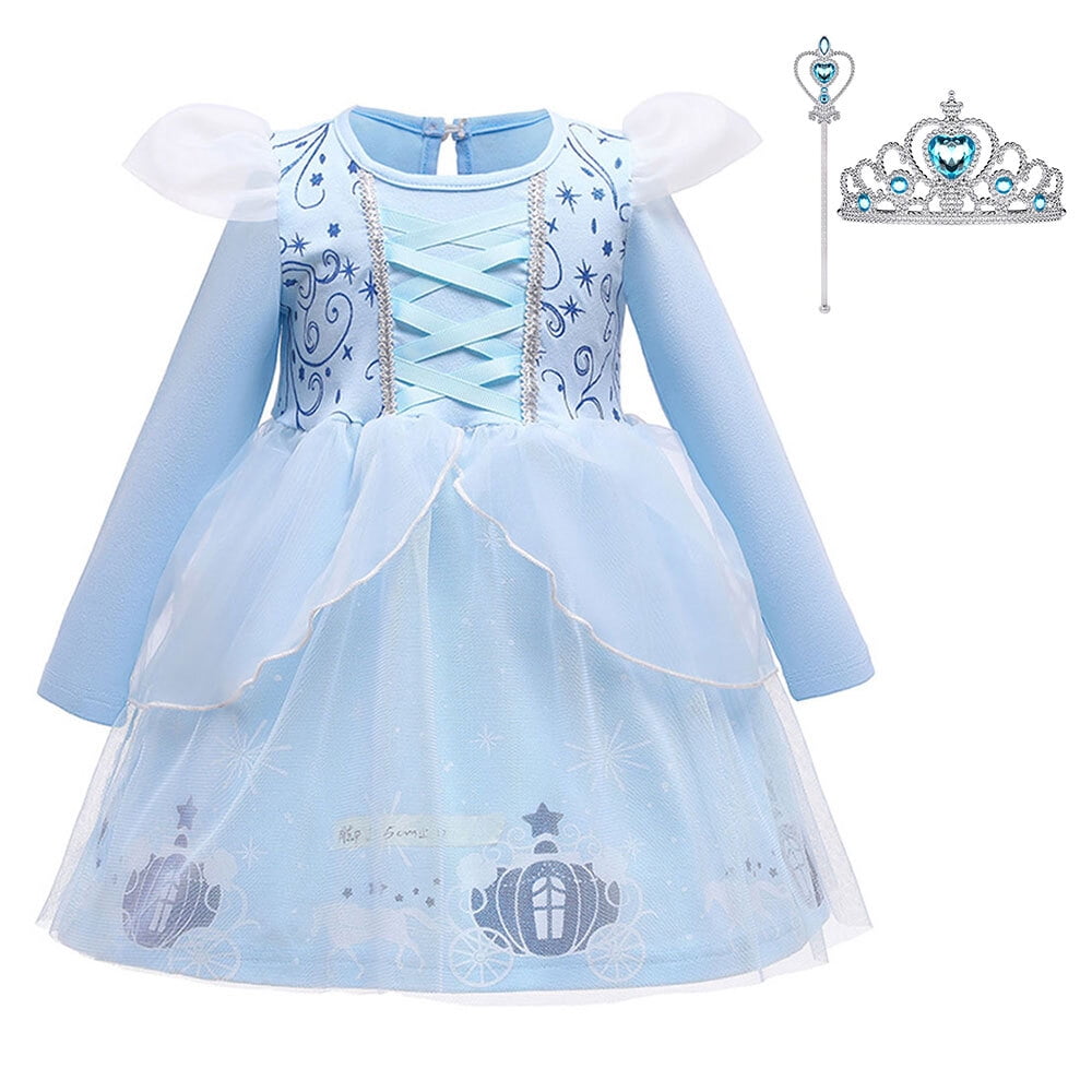 Baby Toddler Girls Cinderella Dress Long Sleeve Princess Fancy-Dress ...