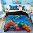 Manfei Cartoon Dolphin Duvet Cover Set for Kids Boys and Girls, Ocean ...
