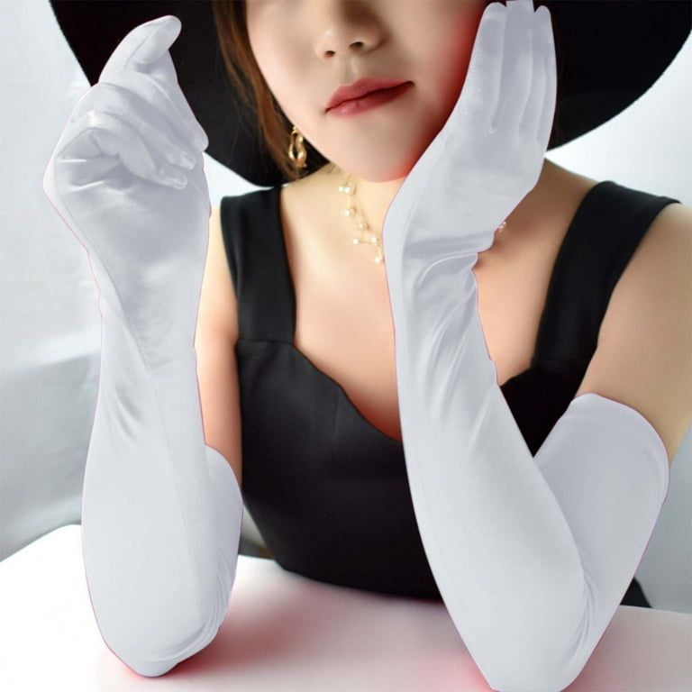 White evening gloves store