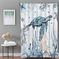 Bathroom Shower Curtain Vintage Turtle Coral Seaweed Waterproof Shower ...