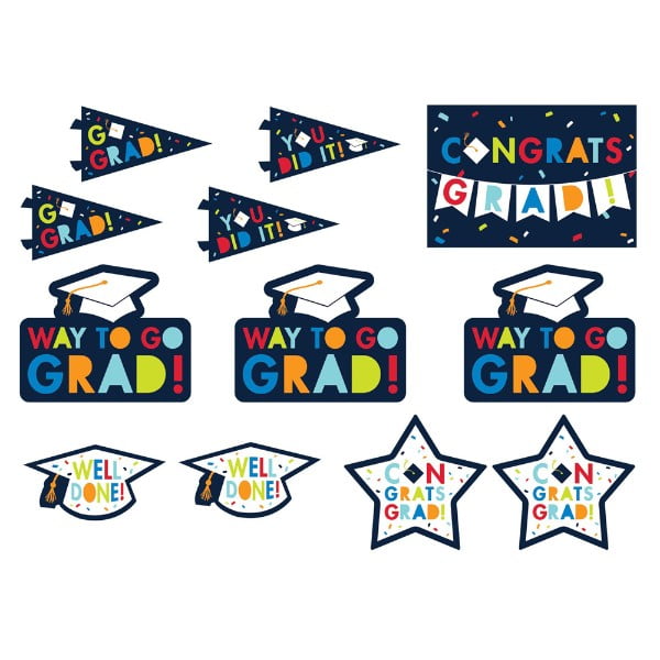 Graduation Colorful Paper Cutouts Decorations (12pc) - Walmart.com