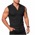 Antinious Men Solid Texture Collar Sleeveless Pullover Beach Vacation ...