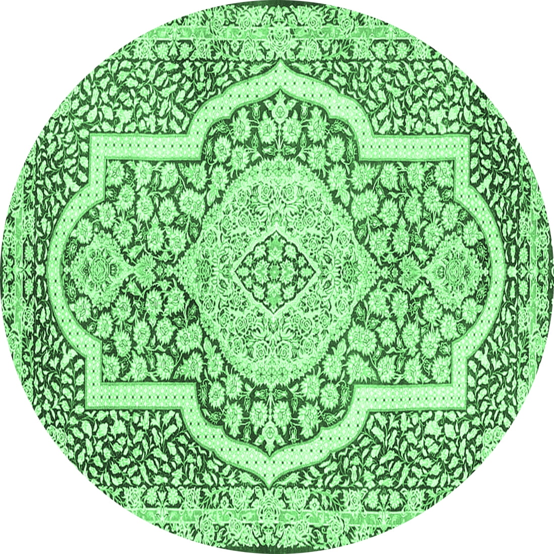 Ahgly Company Indoor Round Medallion Emerald Green Traditional Area ...