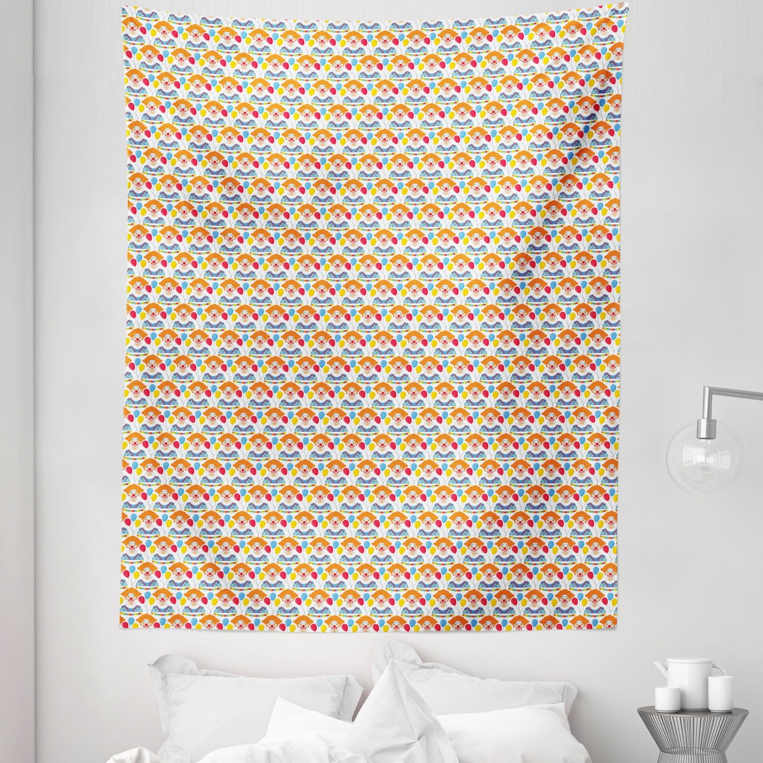 Clown Tapestry, Repetitive Pattern of Smiling Whimsical Entertainer and ...