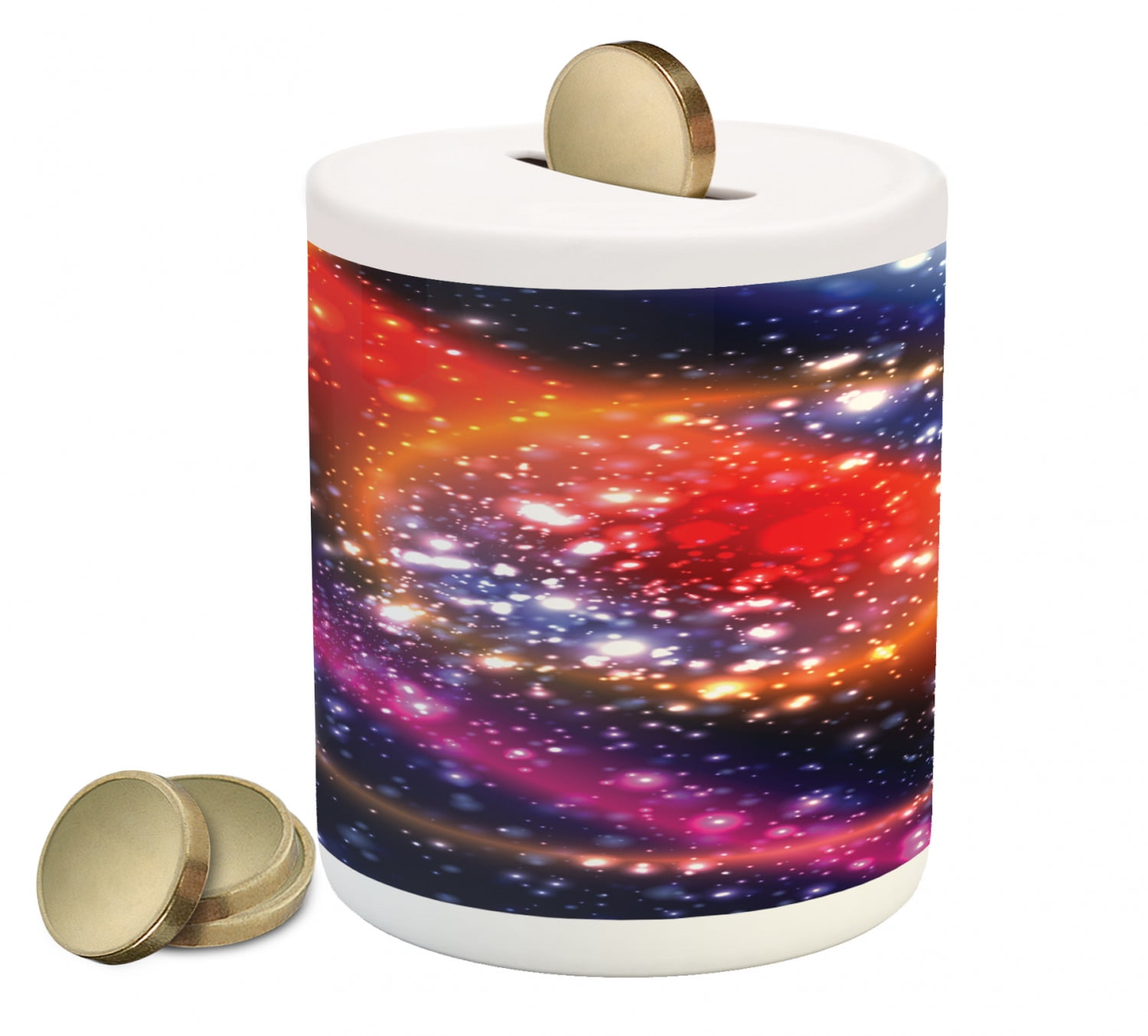 Space Piggy Bank, Apocalyptic Cosmos Design Circular Striped Vibrant ...