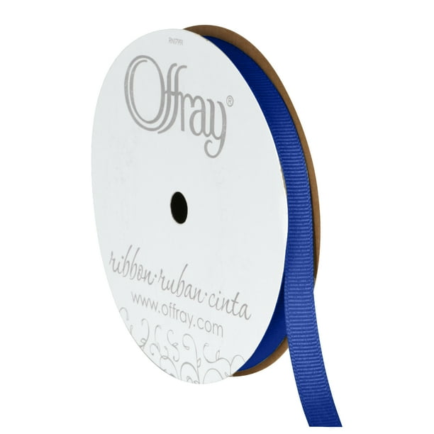 Offray Ribbon, Century Blue 3/8 inch Grosgrain Polyester Ribbon, 18 ...