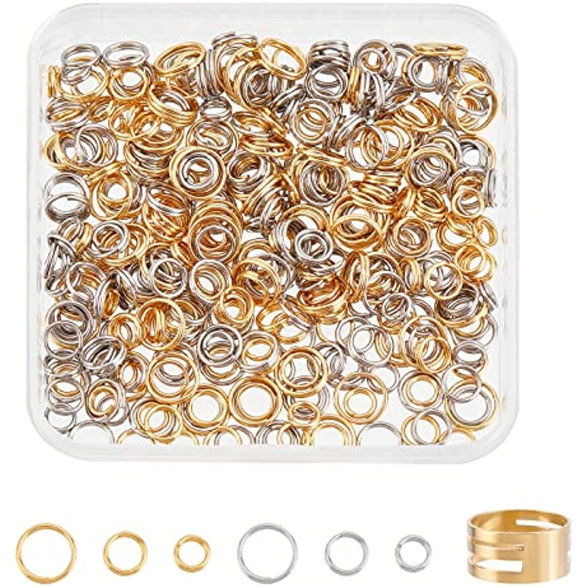 420pcs 3 Sizes Golden and Stainless Steel Color Split Rings Double Loop ...