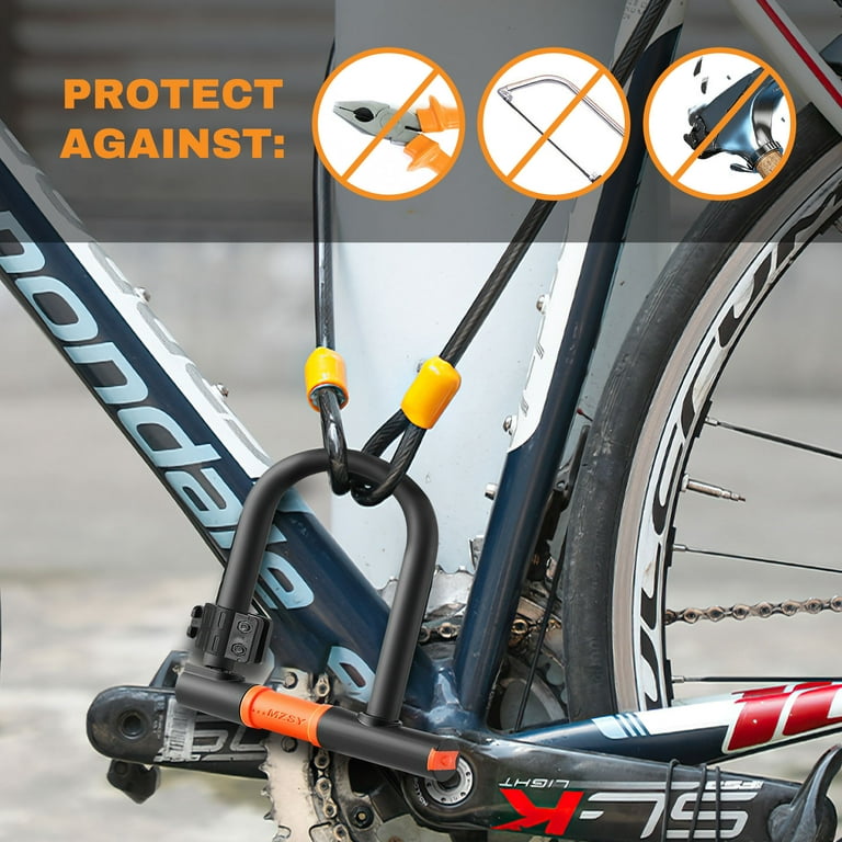 FIROS Bike U Lock With Cable Heavy Duty Bike Lock, 16mm