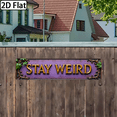 2D Flat, Vintage Stay Weird Metal Wall Sign - 16x4inch Purple Aluminum ...