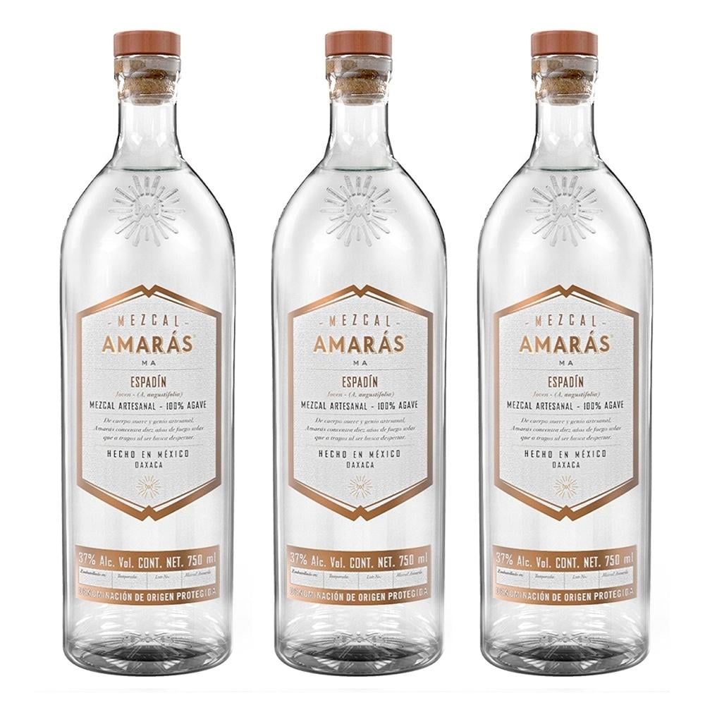 Paquete 3 Botellas Mezcal artesanal Amarás Espadín 750 ml | Walmart en ...