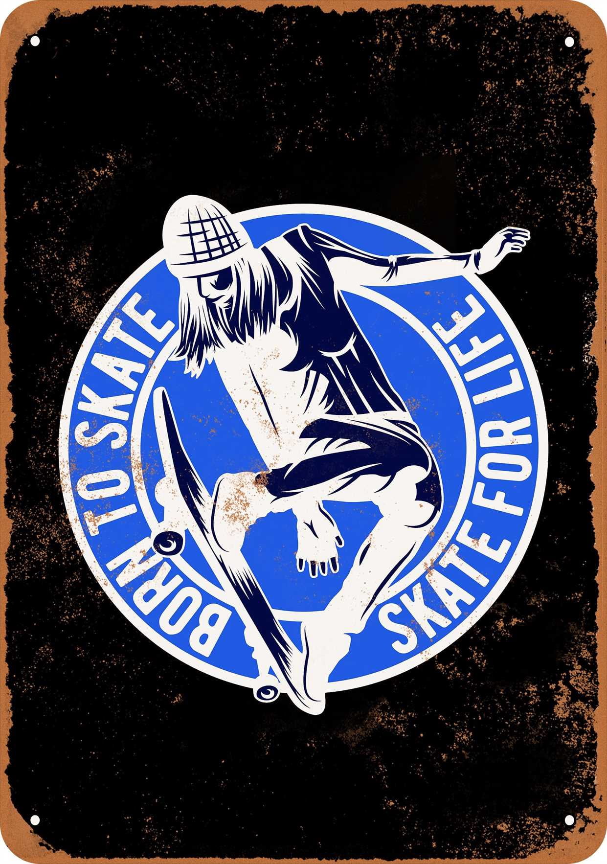 10 x 14 METAL SIGN - Born to Skate Skateboard (BLACK BACKGROUND ...