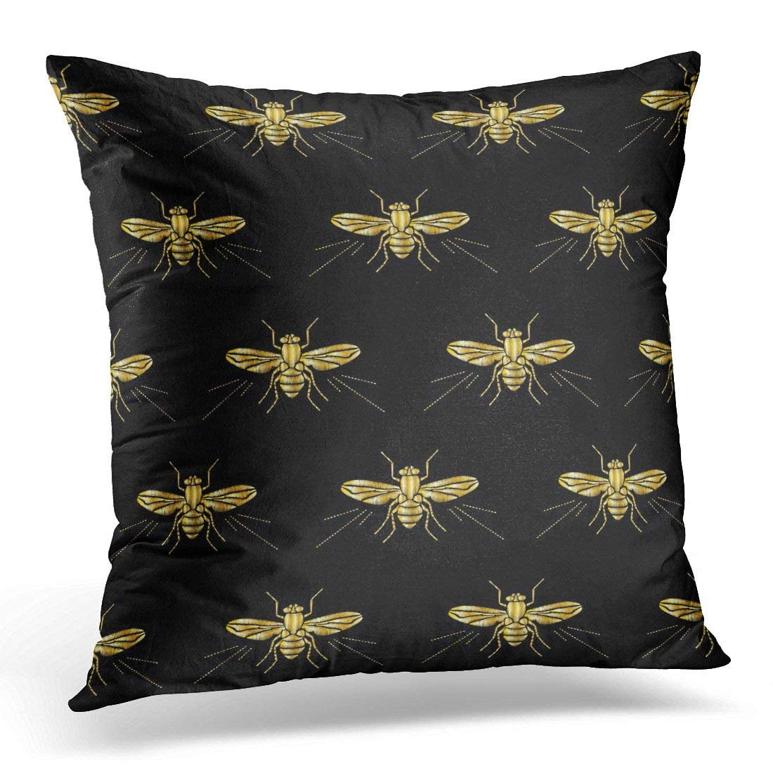 USART Bee Embroidered Gold Fly on Black Insect Embroidery Brocade ...