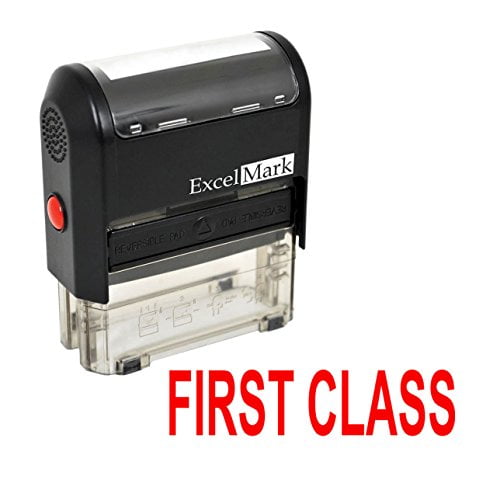 FIRST CLASS Self Inking Rubber Stamp - Red Ink (42A1539WEB-R) - Walmart.com