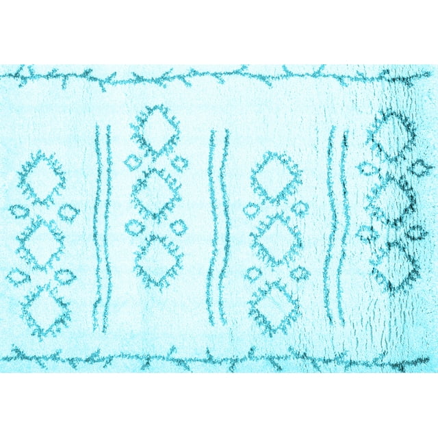 Ahgly Company Indoor Rectangle Solid Light Blue Modern Area Rugs, 5' x ...